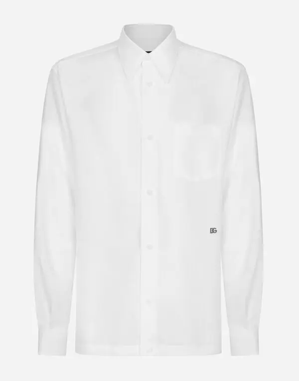 Dolce & Gabbana Linen Hawaiian Shirt With Dg Hardware - White