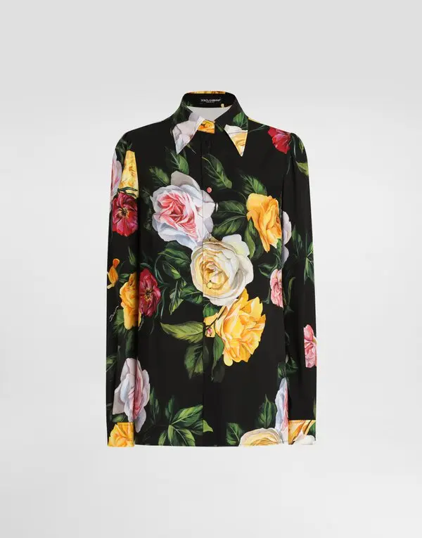 Dolce & Gabbana Peony And Rose Stretch Silk Charmeuse Shirt - Print