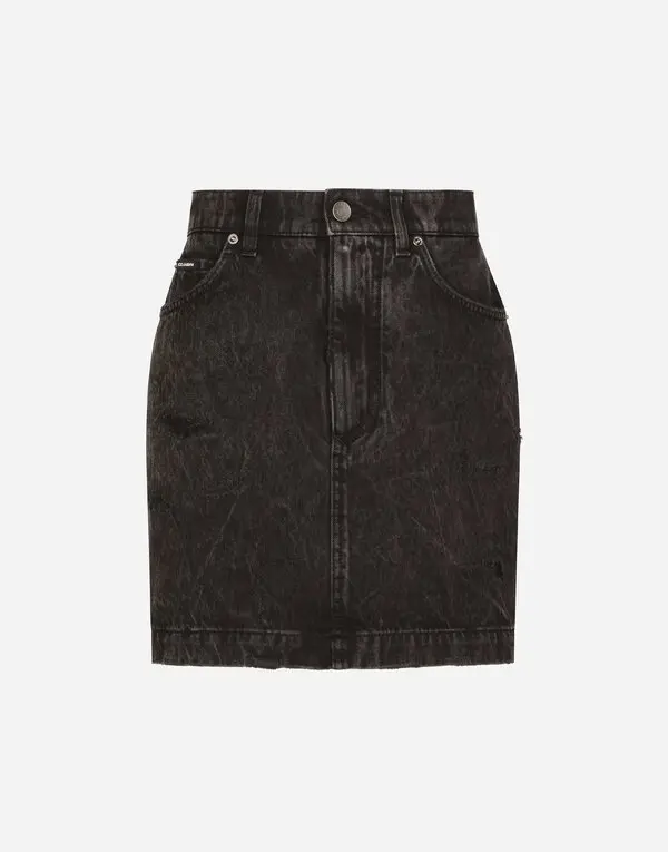 Dolce & Gabbana Washed Denim Miniskirt - Multicolor