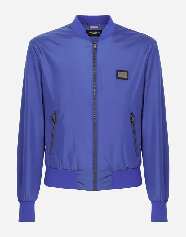 Dolce & Gabbana Nylon Jacket With Logo Tag - Blue