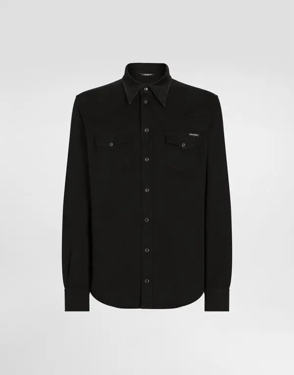Dolce & Gabbana Coated Black Stretch Denim Shirt - Multicolor