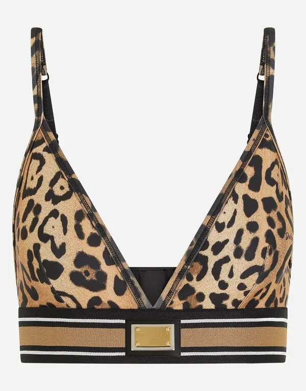 Dolce & Gabbana Leopard-print Spandex/jersey Bralet - Multicolor