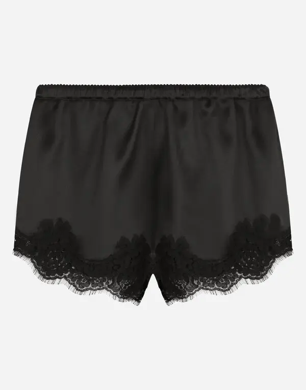 Dolce & Gabbana Elastic Waist Silk Satin Shorts - Black