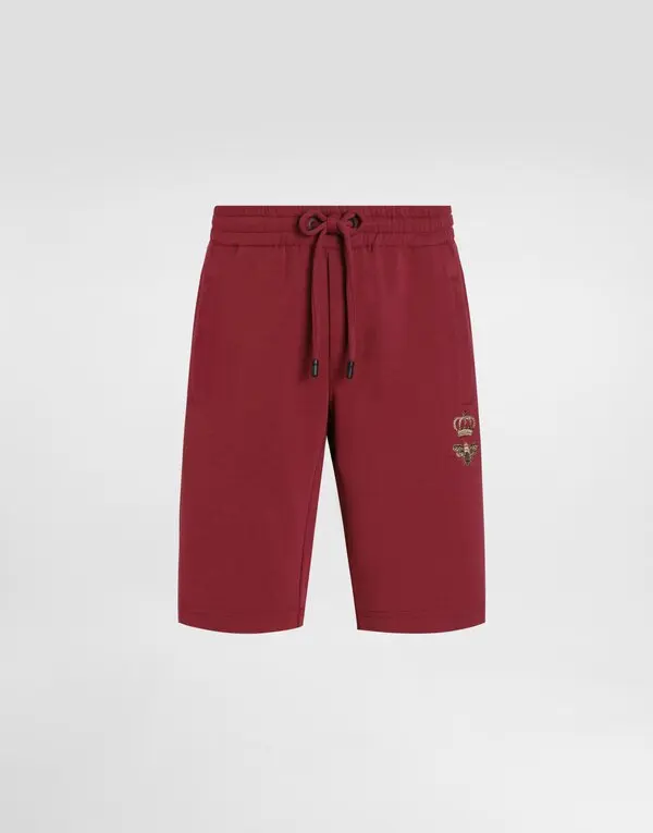 Dolce & Gabbana Jersey Jogging Shorts With Lurex Embroidery - Bordeaux