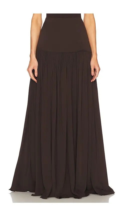 HELSA Diaphanous Maxi Skirt - Coffee