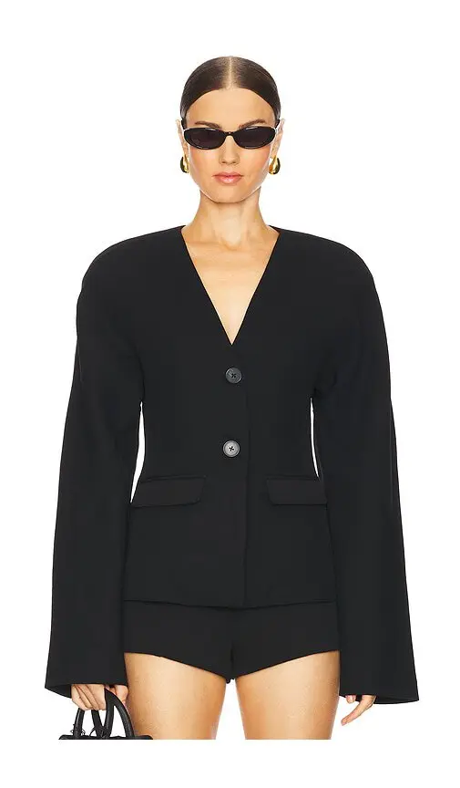 EAVES Gal Polished Crepe Blazer - Black