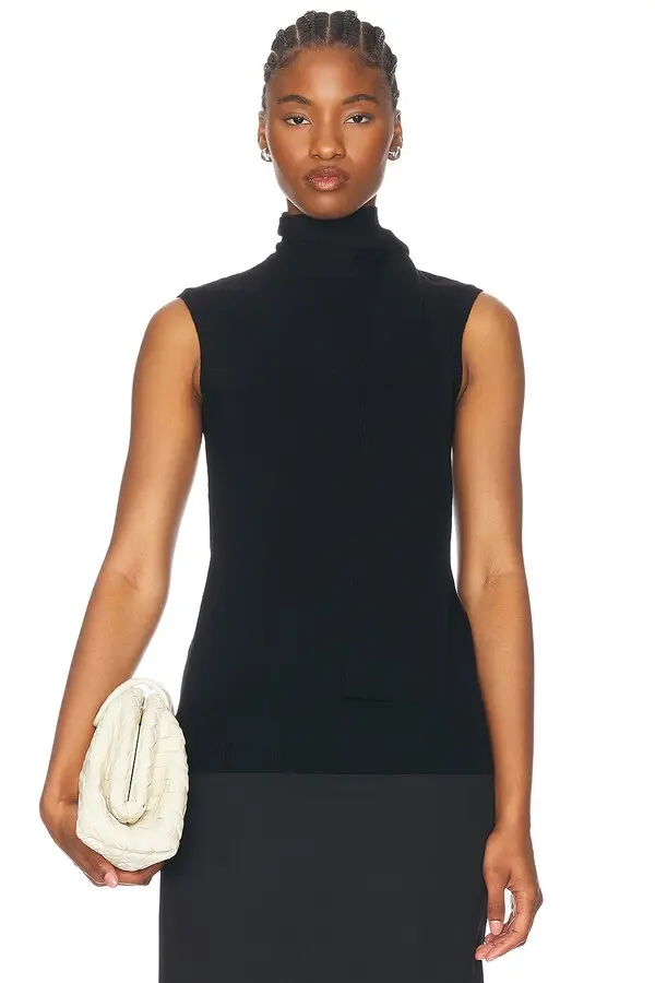 TOTÊME Sleeveless Knit Scarf Sweater - Black