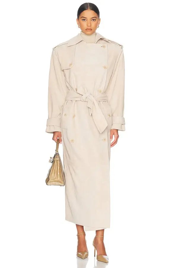 HELSA Suede Trench Coat - Clay