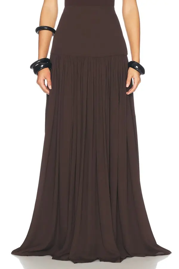HELSA Diaphanous Maxi Skirt - Coffee