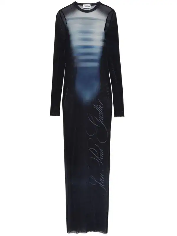 knee length dresses for ladies Jean Paul Gaultier Body Lace Mariniere Mesh Long Dress – Antidote Fashion  and Lifestyle main image 0