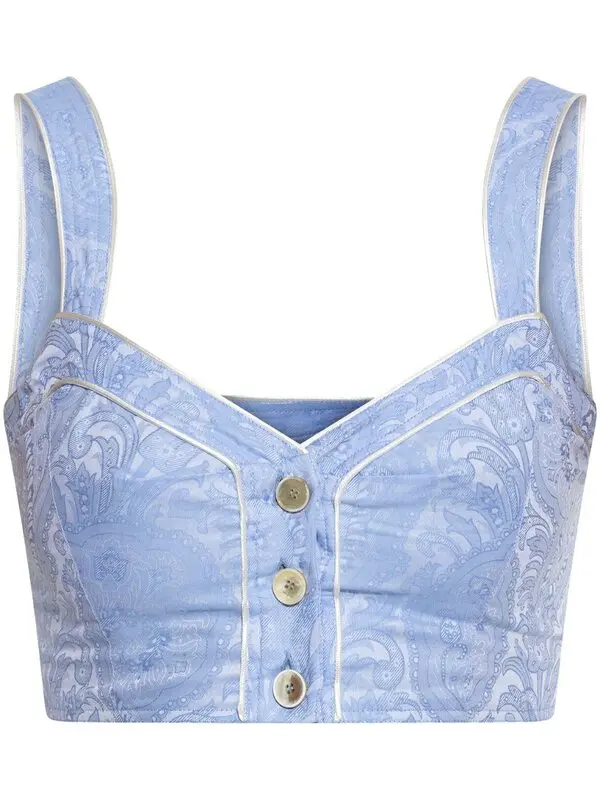 Etro Printed Cropped Top - Blue