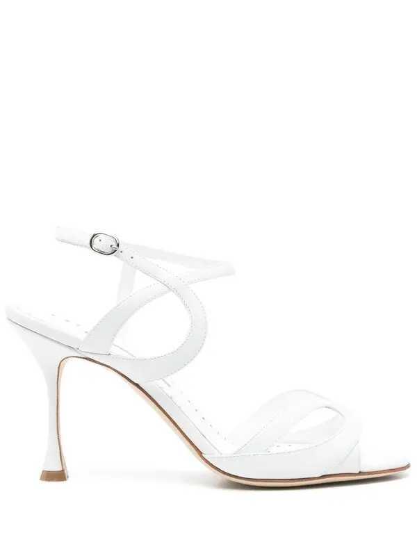 Manolo Blahnik 100mm Elfajrsan Sandals - White