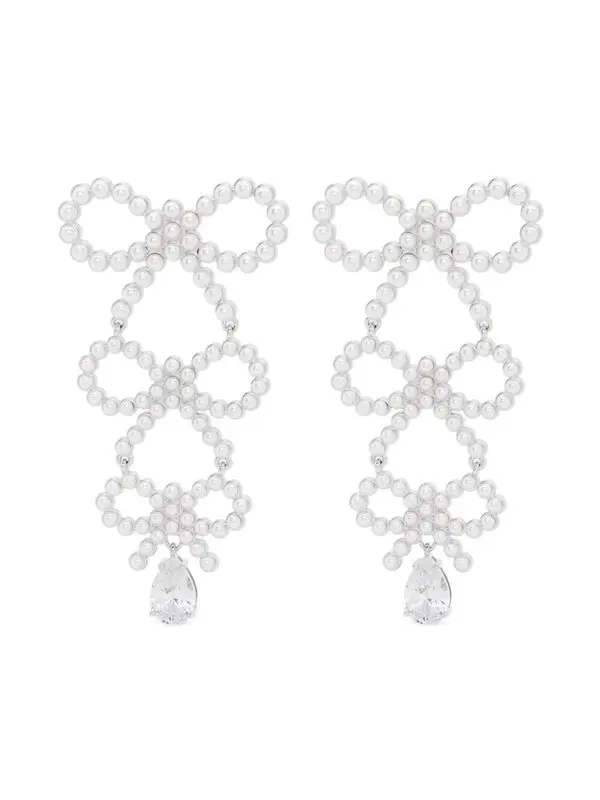 SELF-PORTRAIT Tiered Bow Earrings - Silver