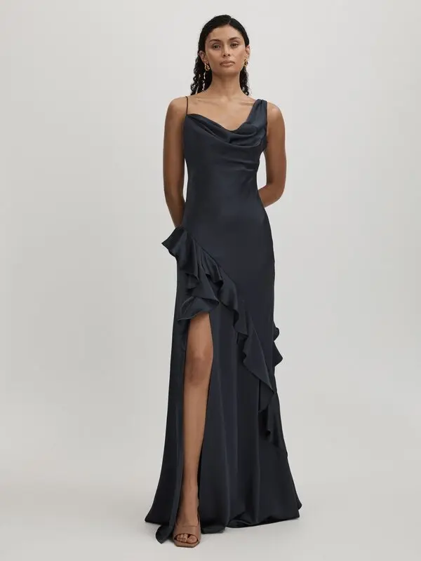 AMUR Charmeuse Cowl Neck Maxi Dress