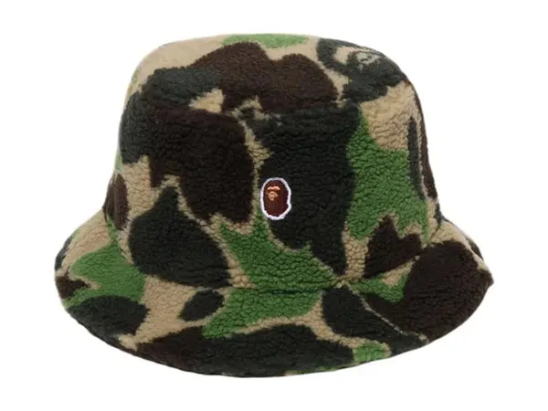 BAPE Abc Camo Boa Fleece Bucket Hat - Green