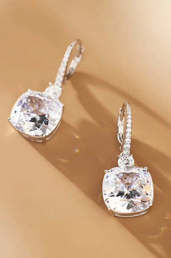 Nadri Macaron Cut Drop Earrings - Clear