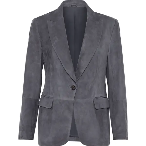 Brunello Cucinelli Suede Blazer - Anthracite