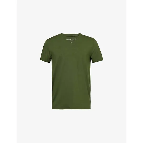 Derek Rose Basel 15 V-neck Short-sleeve Stretch-jersey T-shirt Xxl - Green