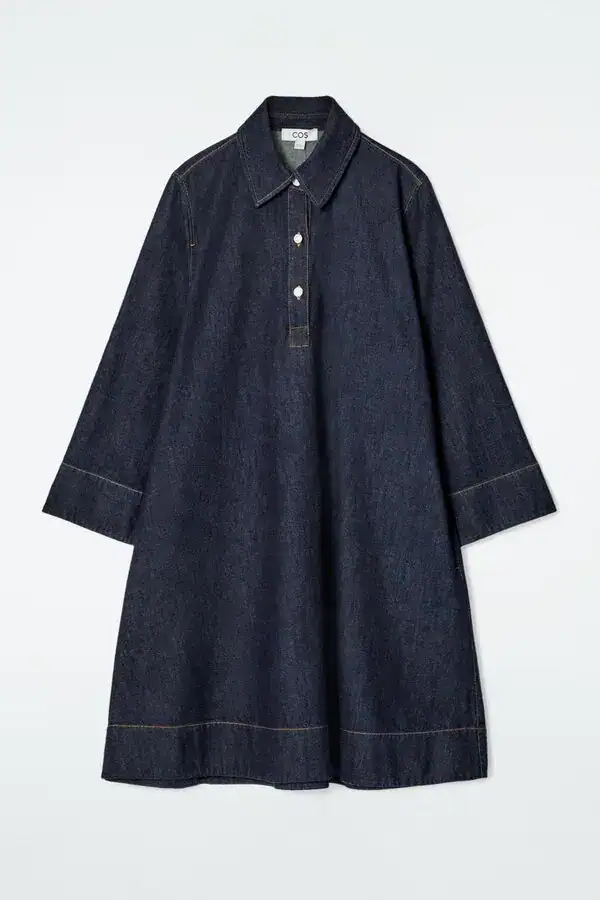 Cos A-Line Denim Mini Shirt Dress - Blue | Editorialist