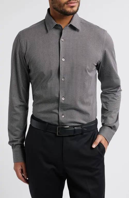 Zanella Bond Micropattern Knit Cotton Blend Dress Shirt - Brown