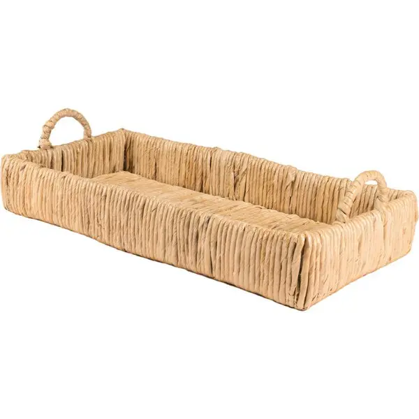 HAPPIMESS Anika Traditional Southwestern Hand-woven Abaca Tray With Handles