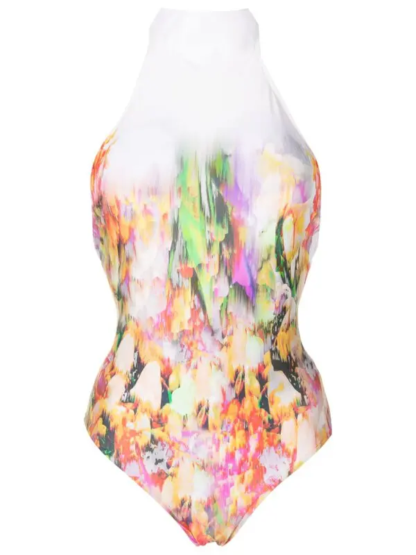 LENNY NIEMEYER Abstract-print Halterneck Swimsuit