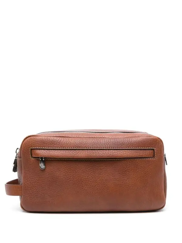 Brunello Cucinelli Leather Wash Bag - Brown