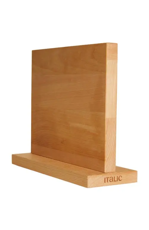 ITALIC European Beech Wood Magnetic Knife Block - Light Brown/beige