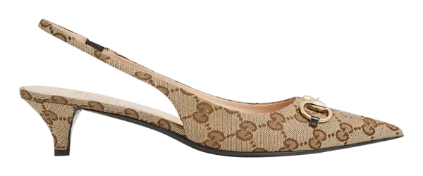 Gucci Erin Gg Canvas Slingback Pumps - Beige Ebony