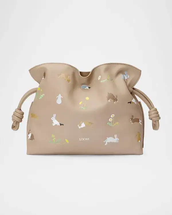 Loewe X Suna Fujita Flamenco Printed Clutch Bag - Sand | Editorialist