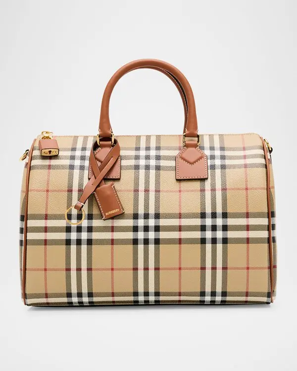 Burberry Small Check Bowling Top-handle Bag - Briar Brown