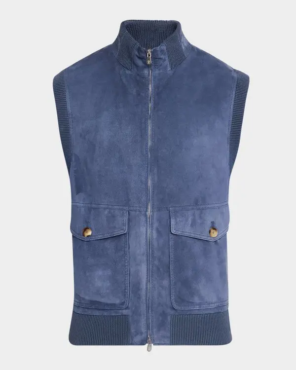 Brunello Cucinelli Suede Full-zip Vest