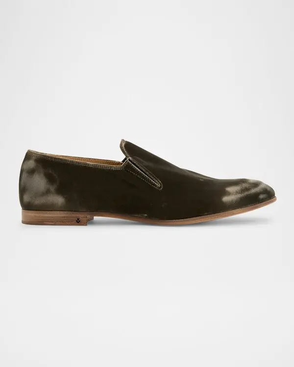 John Varvatos Venice Distressed Velvet Loafers - Chocolate