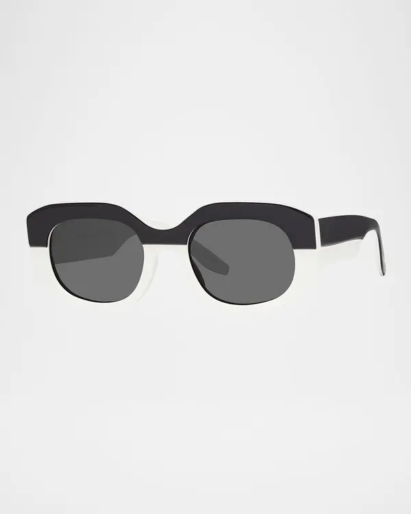 Barton Perreira Sueno Rectangle Sunglasses - Sueno Black And White Noir