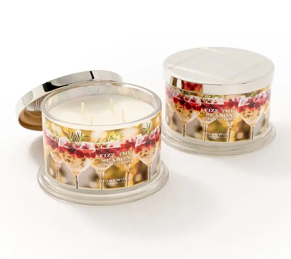 HOMEWORX BY SLATKIN + CO. As Is S/2 18oz Fizz Theseasoncandle