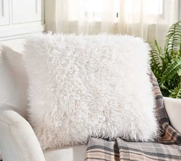 MRS. H By Dee Hilfiger Faux Mongolian Wool Pillow
