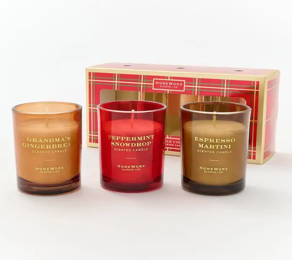 HOMEWORX BY SLATKIN + CO. As Is Homeworx Slatkin & Co. 3-pc Holiday Candle Set