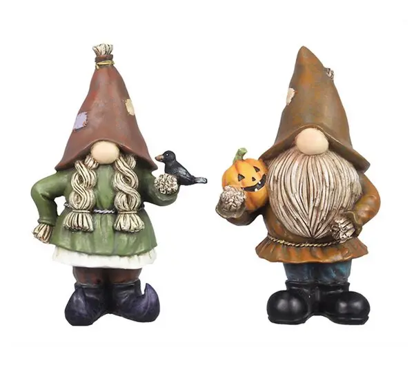 YOUNG'S INC. Young's Resin Cozy Woodland Gnomes Tabletop Dec Or, Set Of 2