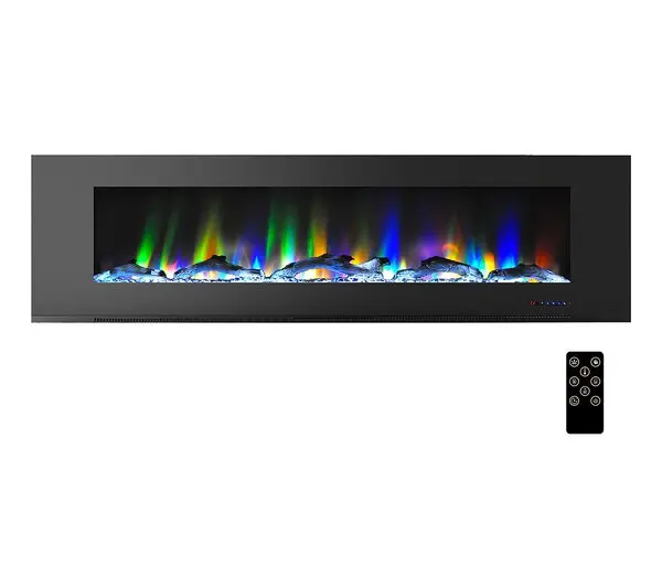 CAMBRIDGE 78-in. Wall Mounted Electric Fireplac E Heater Wit