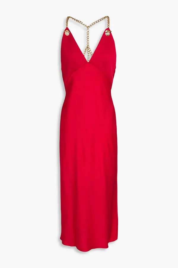 Moschino Chain-embellished Satin-crepe Midi Dress