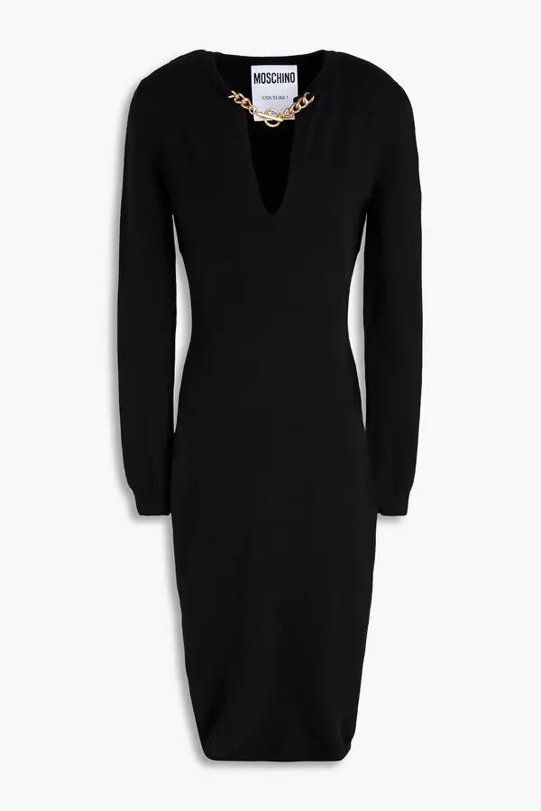 Moschino Chain-embellished Wool Midi Dress