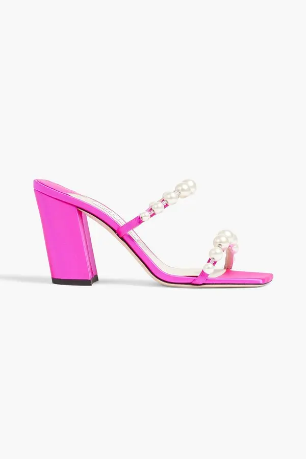 JIMMY CHOO Amara 85 Pearl-embellished Sandals - Fuchsia