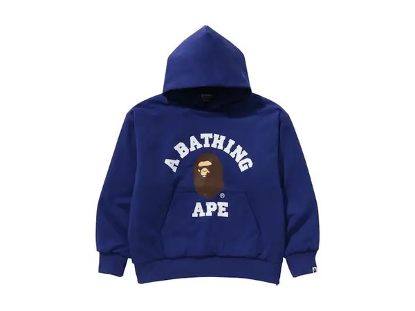 BAPE College Puffy Relaxed Fit Pullover Hoodie - Blue