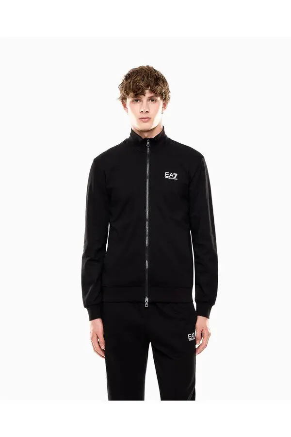 Emporio Armani Core Identity Cotton Zip-up Sweatshirt - Black