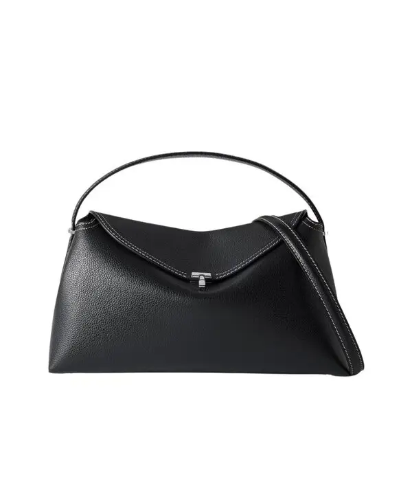 TOTÊME T-lock Textured-leather Shoulder Bag - Black