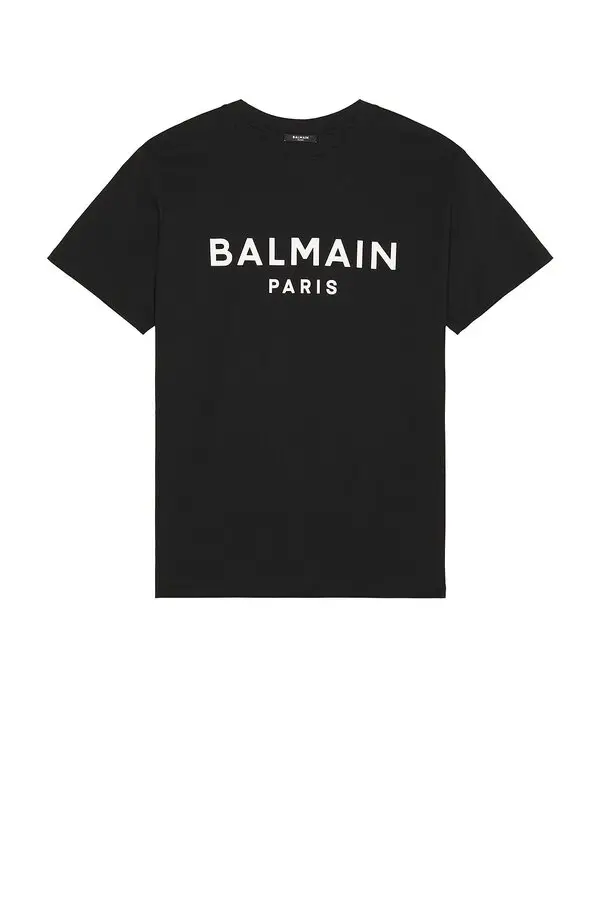 Balmain Print T-shirt In Black - Black & White