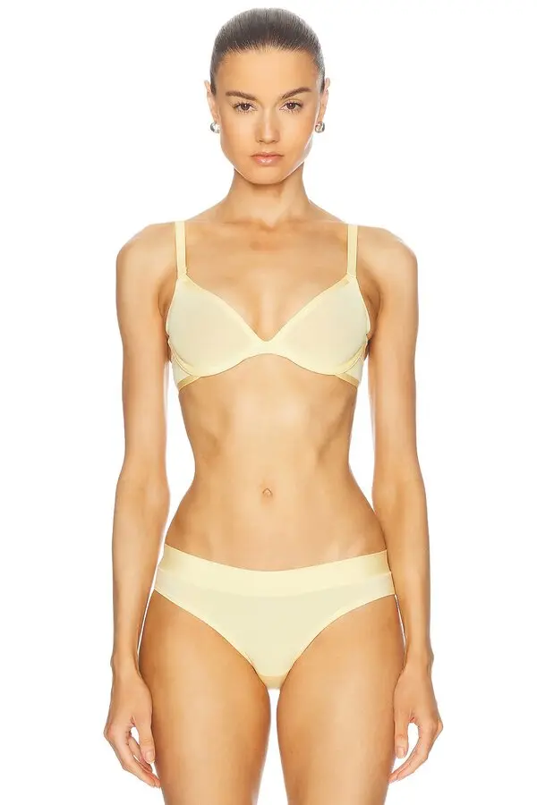 CUUP Mesh Plunge Bra In Lemon - Honey
