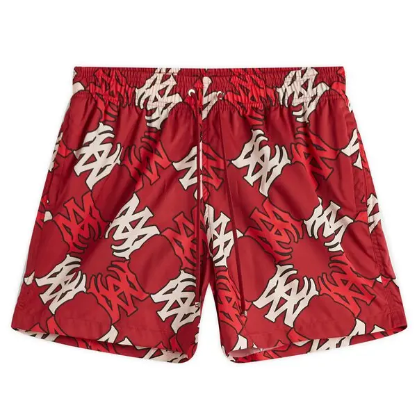 Amiri Quad Print Swim Shorts - Deep Red