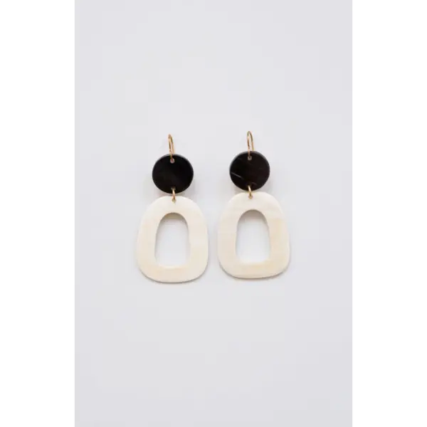 MAADILI COLLECTIVE Open Oblong Dangle Earrings - Black & White
