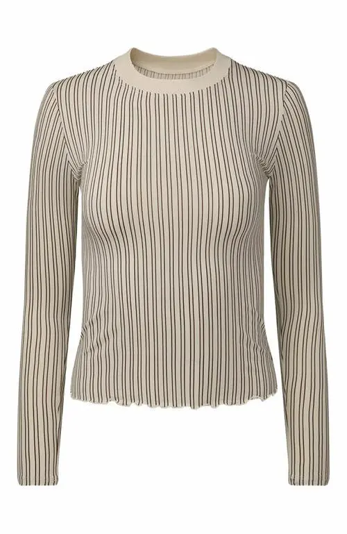 WeWoreWhat Long Sleeve Crewneck Top - Cld Gry/chesnt